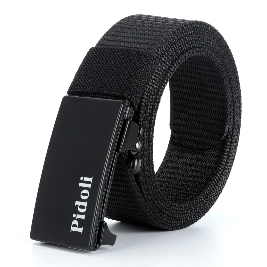 Pidoli Men's Belt- Nylon Webbing Fully Adjustable Casuel Belt Pants Shirts Jeans (Silver-Black)