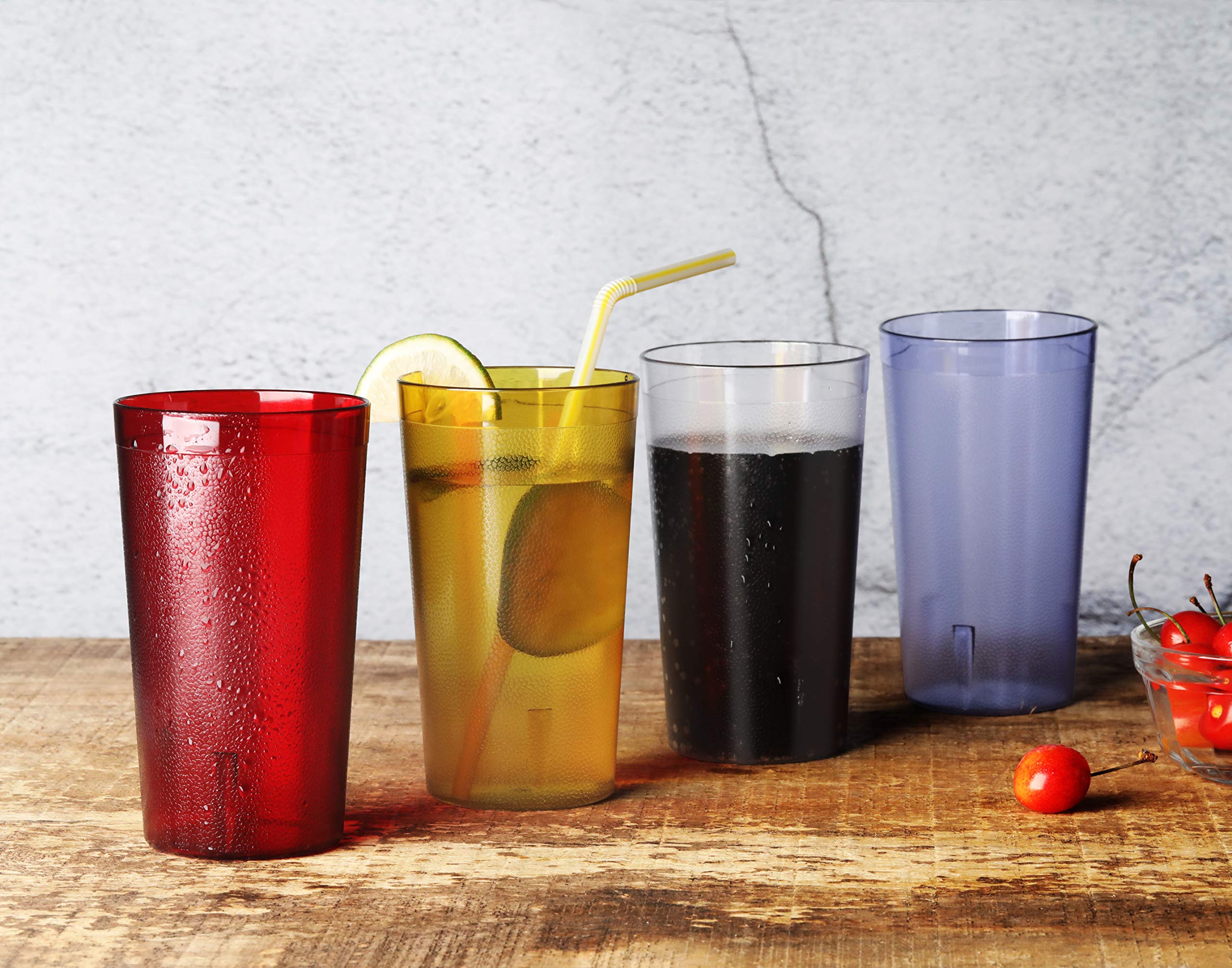New Star Foodservice 46281 Tumbler Beverage Cup, Stackable Cups, Break-Resistant Commercial SAN Plastic, 12 oz, Blue, Set of 12