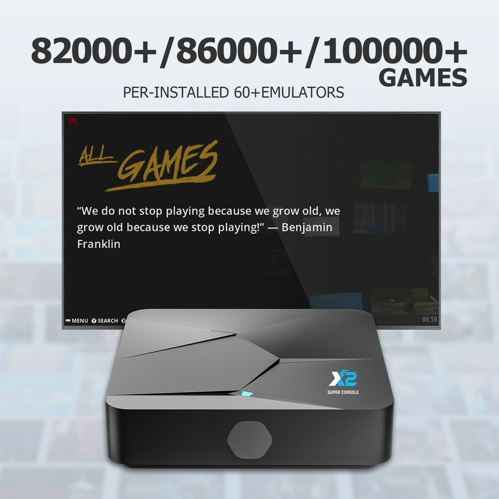 Retro Game Console Super Console Cube X2 Pro,82,000+Classic Games, 60+Emulators, EmuELEC4.5+Android9.0 Systems+CoreE, Support Multiplayer Game,2 Wireless Gamepad, 64G TF Card, Gift for Friend/Family