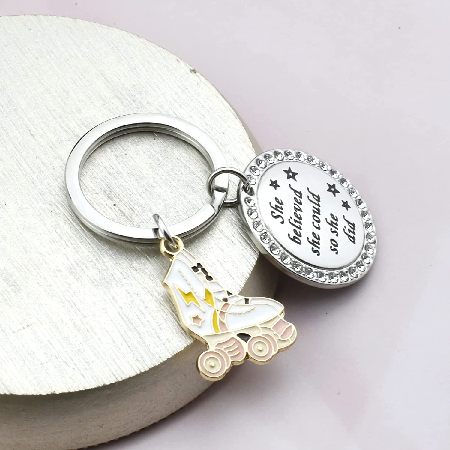 KJWLOP Roller Skate Bracelet Athletic Bracelet Roller Skate Charm Jewelry Roller Derby Team Gifts Roller Lovers Gifts Skate Lover Gift (Roller Keychain)