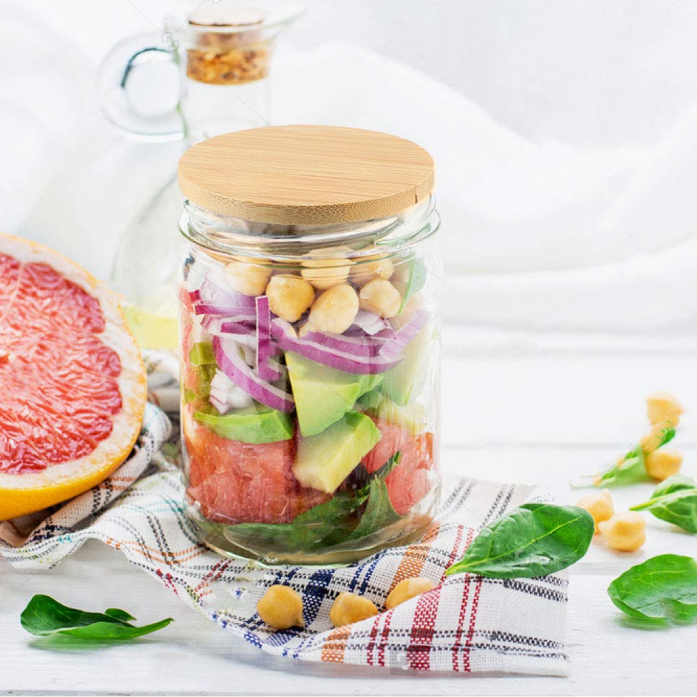 Picowe 6 Pack Bamboo Lids for Wide Mouth Mason Jar Storage Canning Jar Lids Ball Jars(Jars not included)