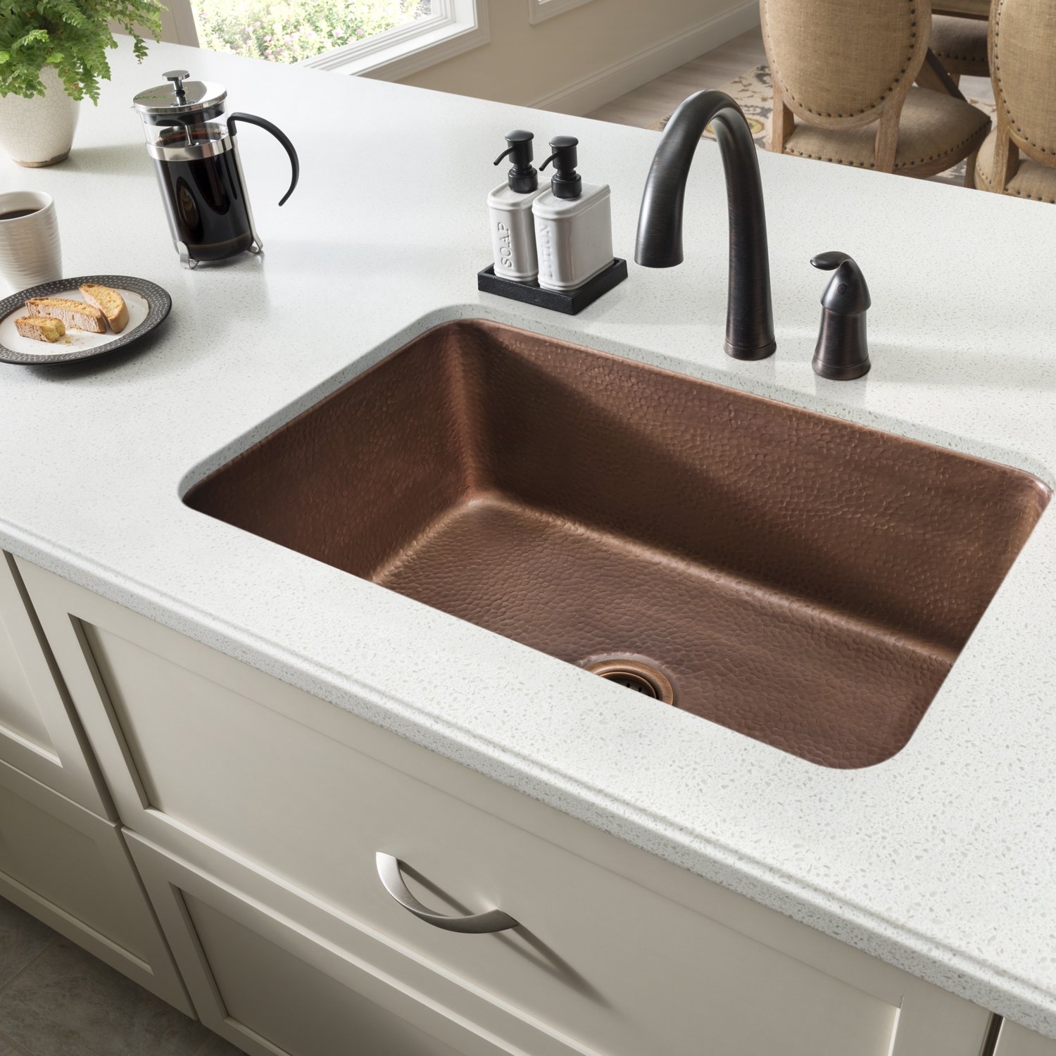 Sinkology K404-B60 Orwell Undermount 30 in. Single Bowl Grid, Strainer Drain, and Care Kitchen Sink Kit, 30 inch, Antique Copper