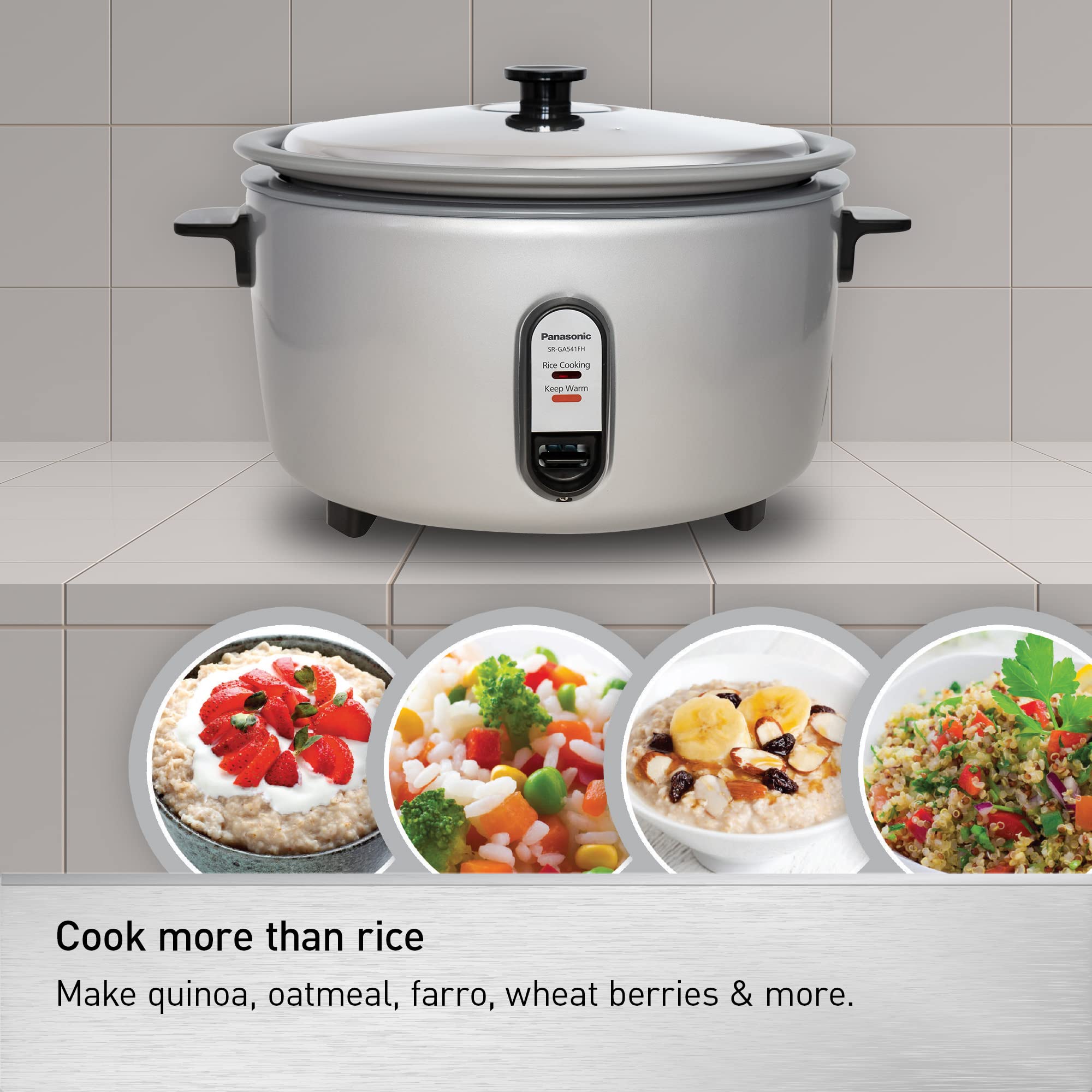 Panasonic Commercial Rice Cooker, Extra-Large Capacity 60-Cup (Cooked), 30-Cup (Uncooked) with One-Touch Operation and Durable Non-Stick Coated Pan - SR-GA541FH β Silver