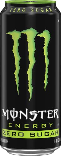 Monster Energy Zero Sugar, Green, Original, Low Calorie Energy Drink, 16 Fl Oz (Pack of 15)