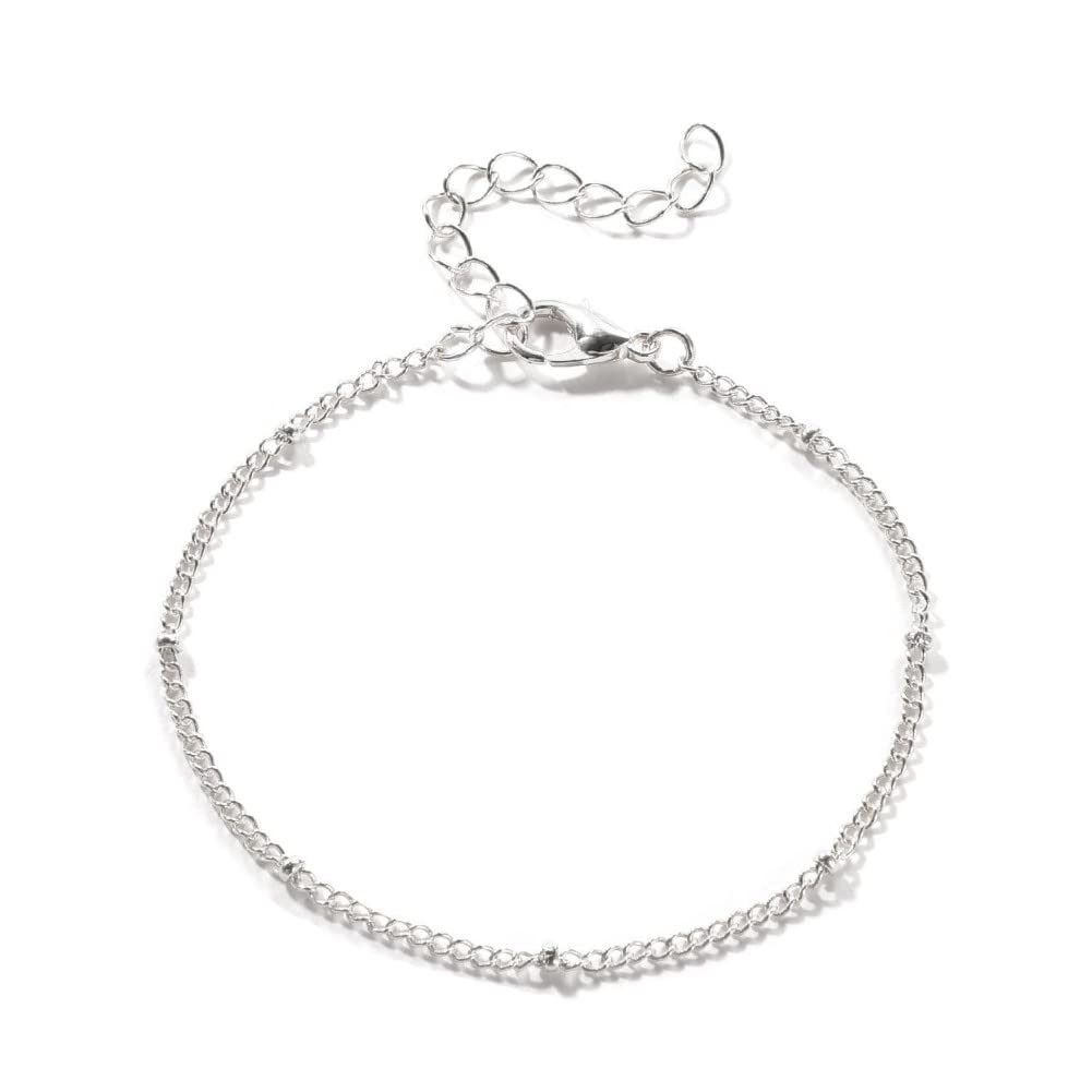 Platinum Round Bead Bracelet, Length Adjustable Platinum Round Bead Bracelet, Single Layer Platinum Round Bead Fashion Bracelet