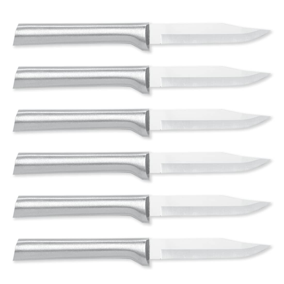 RADA Cutlery Everyday Paring Knife Stainless Steel Blade with Aluminum Made in USA, 6-3/4 Inches, Silver Handle, 6 Pack