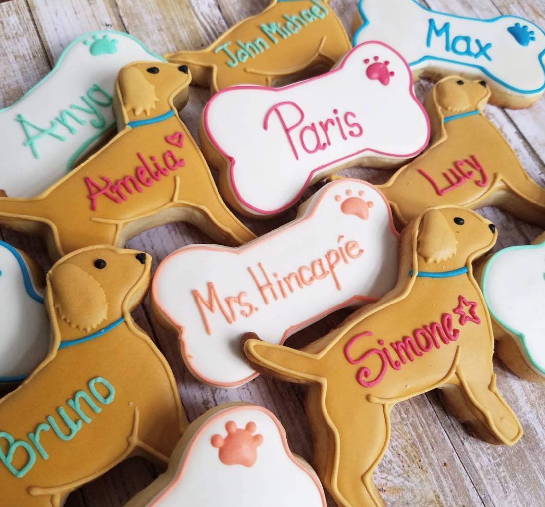 Pet Cookie Cutters 7-Pc. Set Made in the USA by Ann Clark, Paw Print, 4" Bone, Labrador, Cat Face, Curled Cat, and more