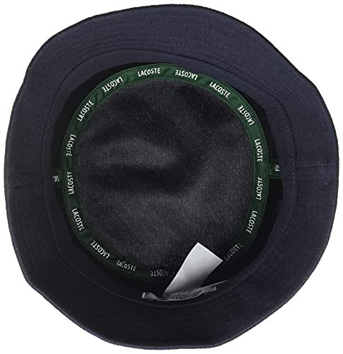 Lacoste Mens Solid Little Croc Pique Bucket Hat, Abysm, Medium-Large