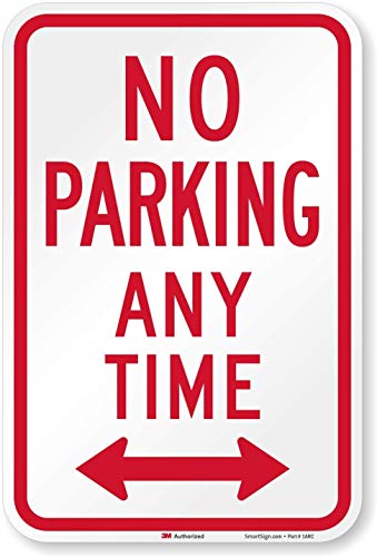 SmartSign - K-2331-HI-12x18 "No Parking Any Time" Sign | 12" x 18" 3M High Intensity Grade Reflective Aluminum Red on White