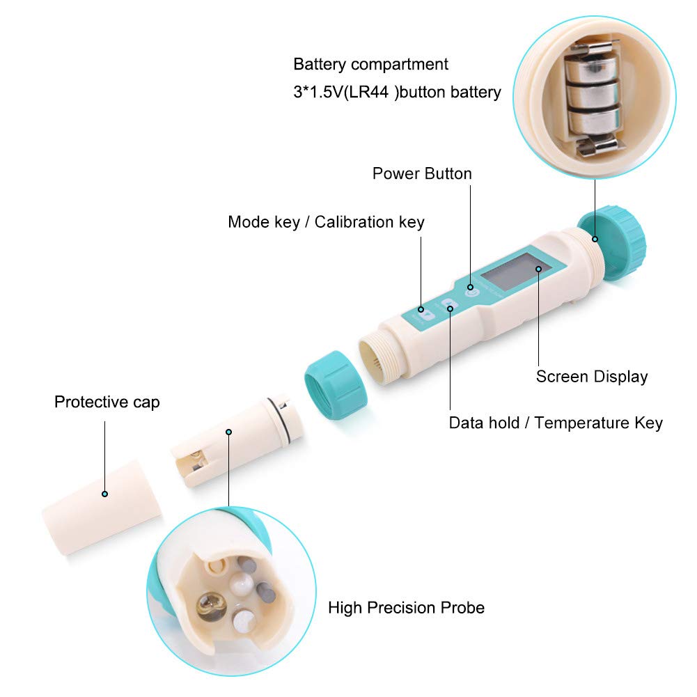 Water Quality Tester PH TDS EC ORP Water Quality Monitor Tester For Swimming Pools Hydroponics Drinking Water Aquariums