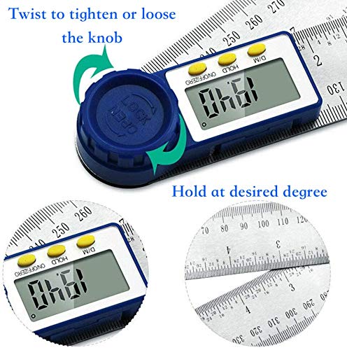 Suncala Digital Angle Finder Protractor with Zeroing and Locking Function, 7-Inch Stainless Steel Angle Finder Ruler