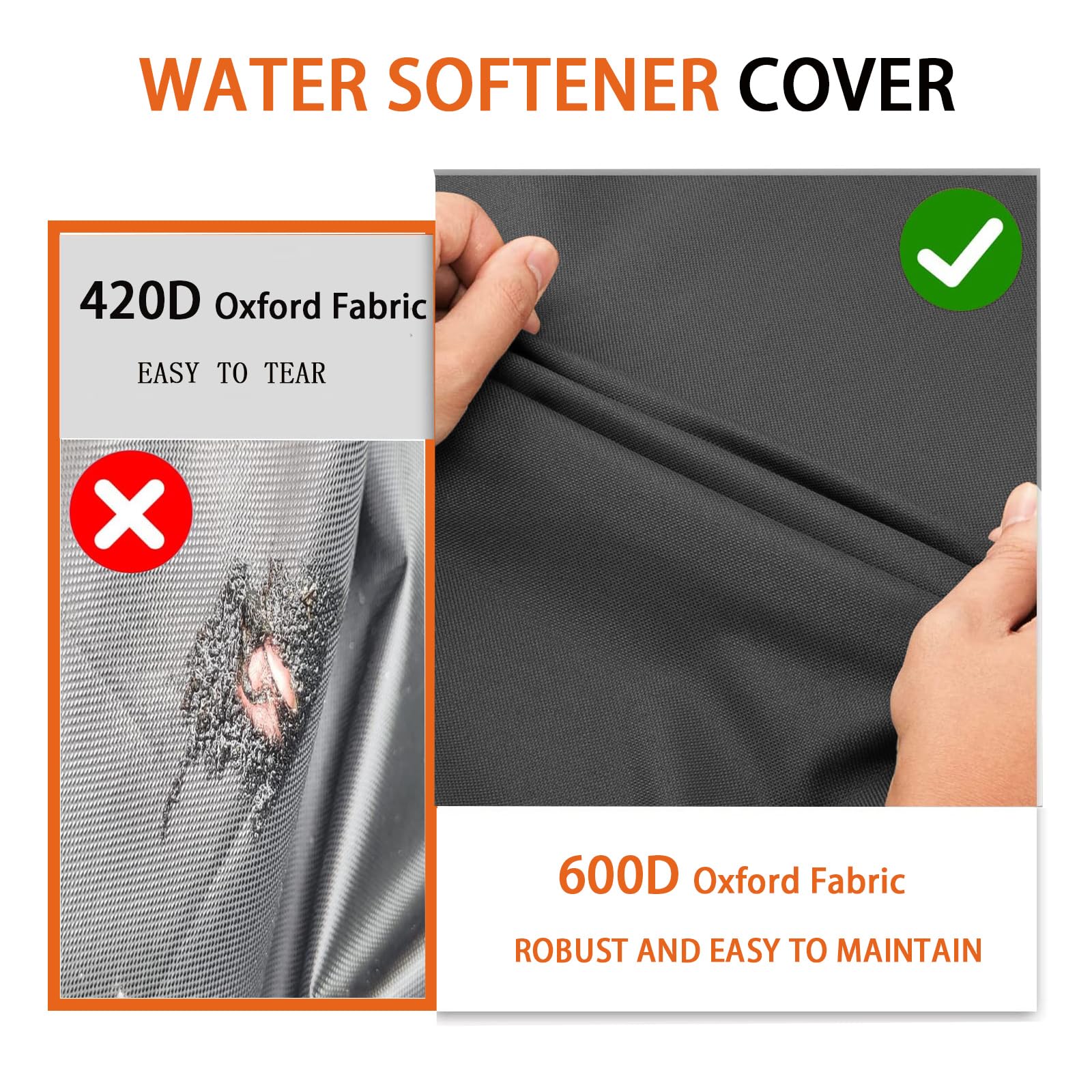 Water Softener Cover-All-Season Use, Water Softener Cover with Split Zipper ,Waterproof , Dustproof, Sun Protection,Suitable for Indoor and Outdoor Use (19.5*20.5*47in,Black)