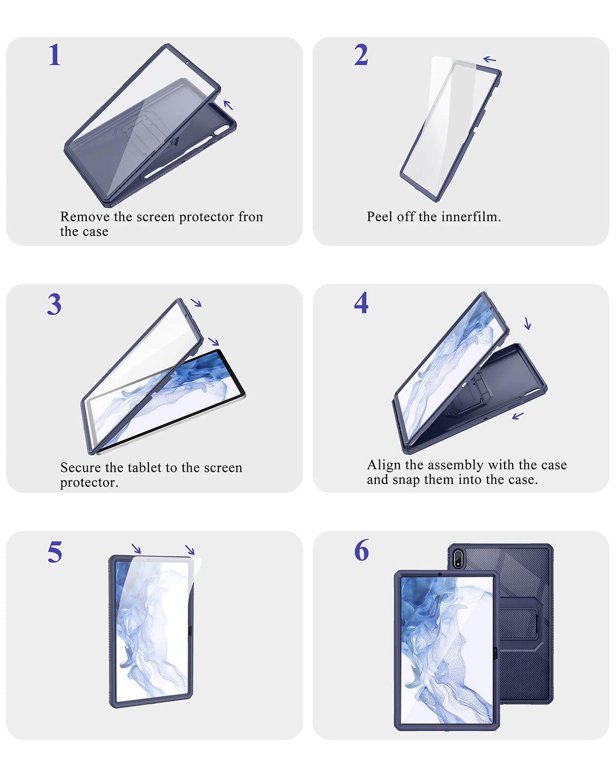 Supveco Case for Samsung Galaxy Tab S8 Plus 2022/ S7 FE 2021/ S7 Plus 2020 12.4 Inch, Full Body Protective Cover with Built-in Screen Protector & S Pen Holder, Rugged Heavy Duty Tablet Case, Dark Blue