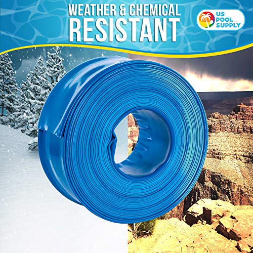 U.S. Pool Supply 2" x 50' Heavy Duty Blue Swimming Pool Backwash Hose with Hose Clamp
