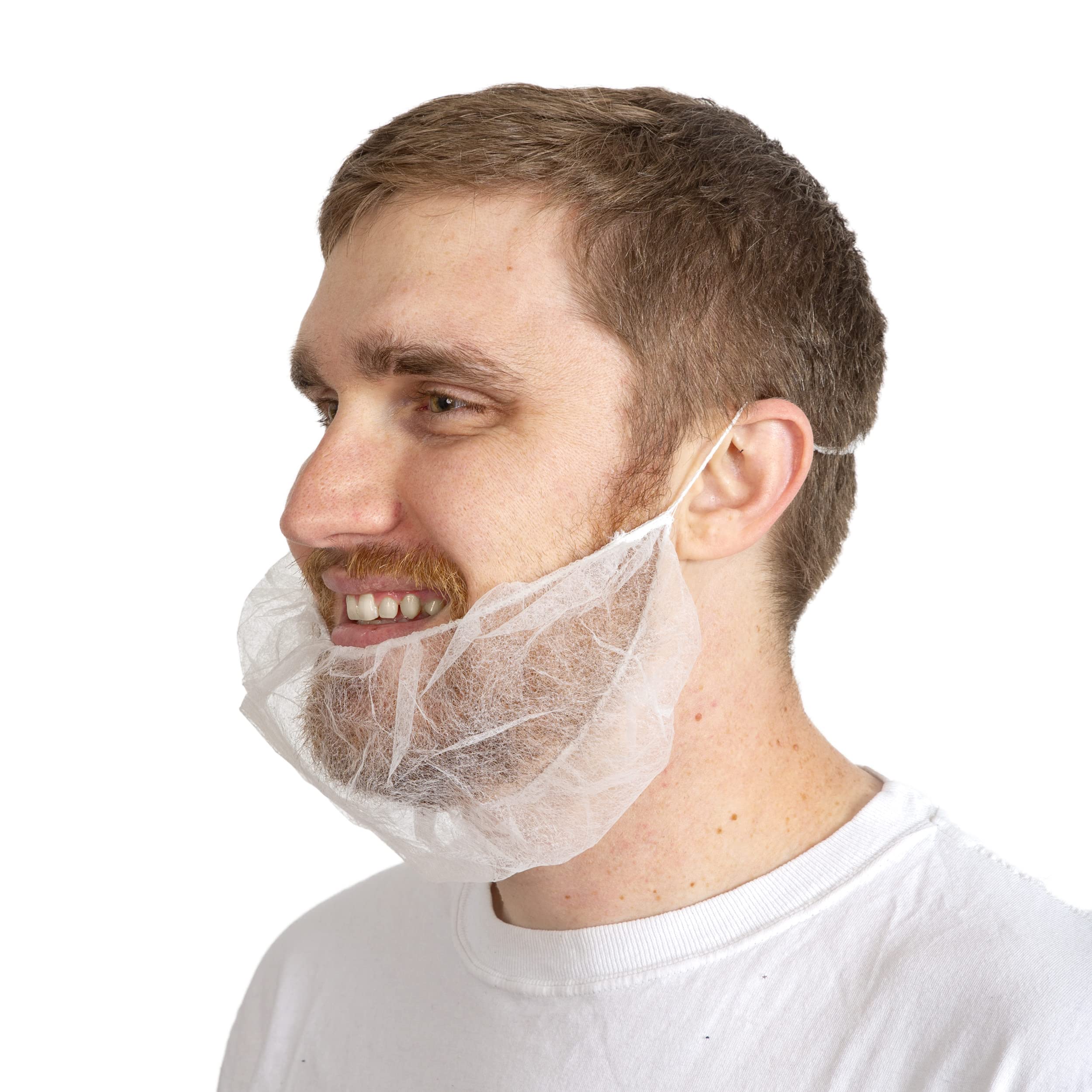 SAFEKO 100 Pack Beard Nets | 18" | White Disposable Beard Covers, Beard Net for Food Service, Cooking, Cleaning