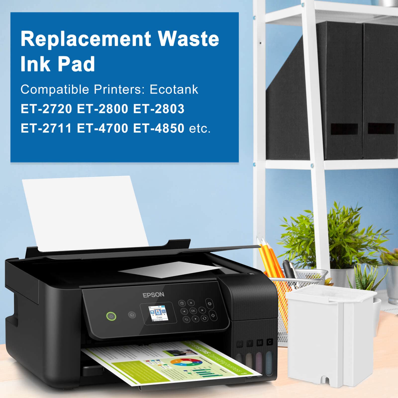 SubliPlus+ Waste Ink Pad Replacement Maintenance Box for EPSON Ecotank ET-2720 ET-2803 ET-2800 ET-2711 ET-4700 etc.