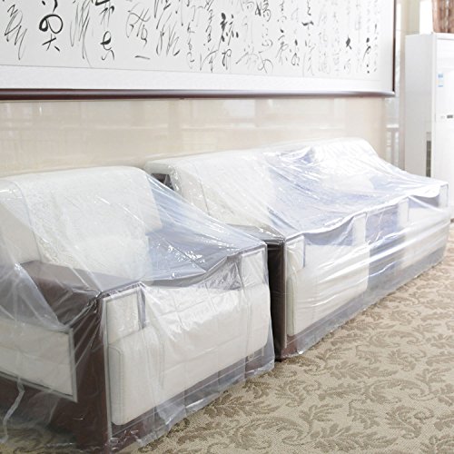 TopSoon 2-Pack Plastic Chair Cover for Storage Waterproof Dust-proof Armchair Cover Sofa Bag 46-inch by 76-inch Clear