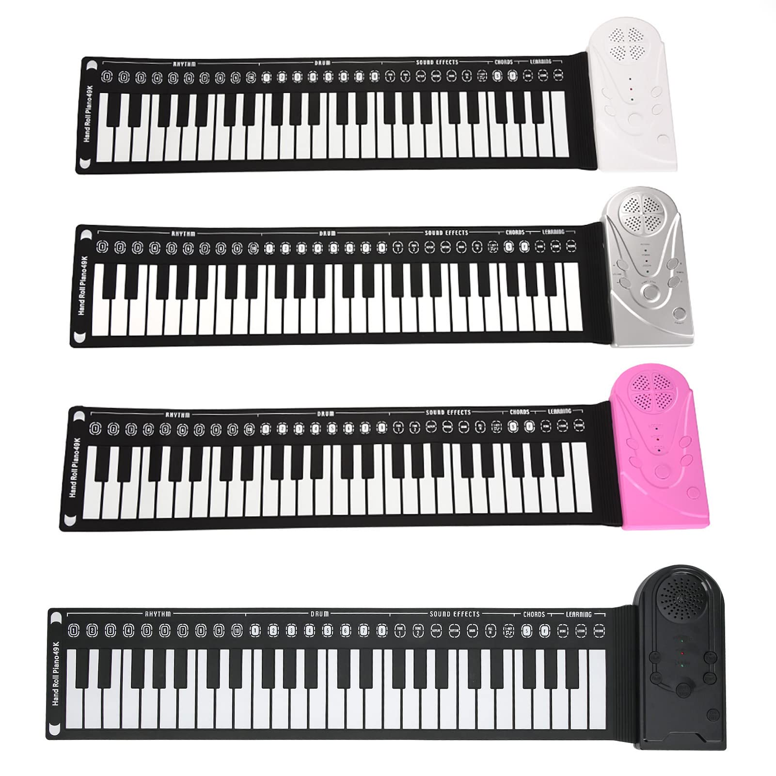 Rolling Up Piano, Portable 49 Keys Electronic Piano Keyboard Digital Beginner Piano Music Gifts for Children Kids Beginners(Black)