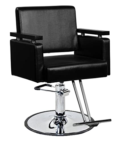 Watson Wood Handle Hair Salon Styling Chair with Round Base, T Bar Footrest, 4 Pack