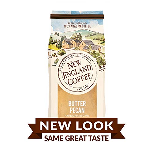 New England Coffee Butter Pecan Medium Roast Ground Coffee, 11oz Bag (Pack of 1)