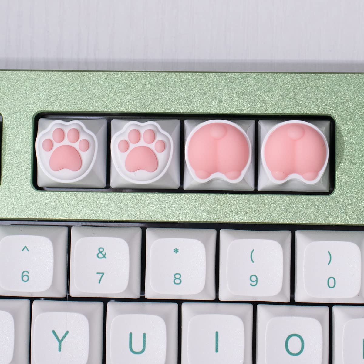 SUEHIODHY Custom Cat Paws Keycaps - 4PCS 3D Keycaps Pink Cat Butt Cute Mechanical Keyboard Keycaps for Cherry MX Switch Gaming Mechanical Keyboard