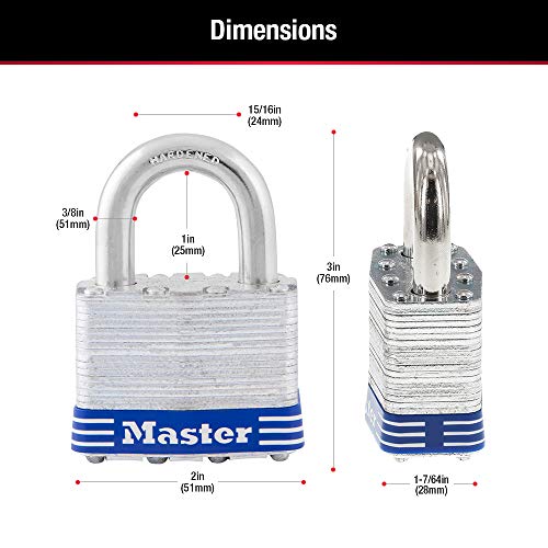 Master Lock 5T Outdoor Padlock with Key, 2 Pack Keyed-Alike, Silver