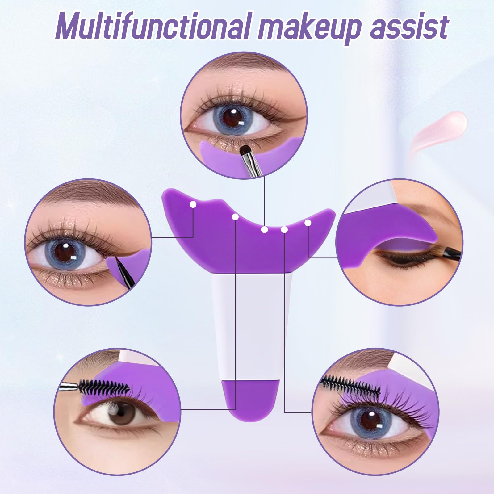 Mozeat Lens All In One Eyeliner Tool Kit,4Pcs Silicone Eyeliner Stencils Winged Tip Eyeliner Aid Reusable Eyeliner Guide Tool Eyeshadow Applicators Eyeliner Guide Tool Multifunction Eye Makeup Tool
