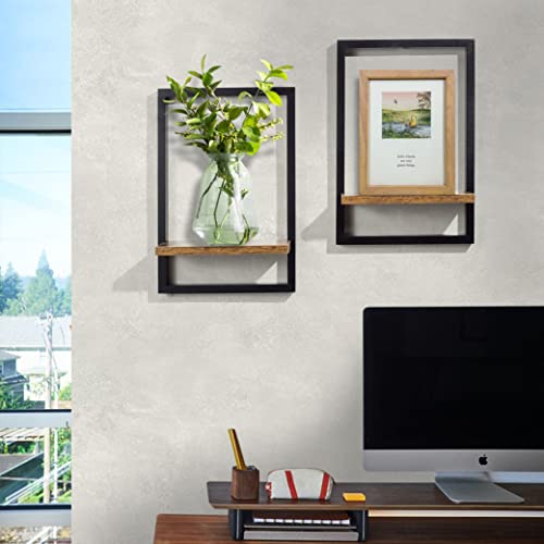 ZGZD Decorative Floating Shelves Wall Mounted Cube Storage Shelf for Home Decor, Set of 2, 4β Deep