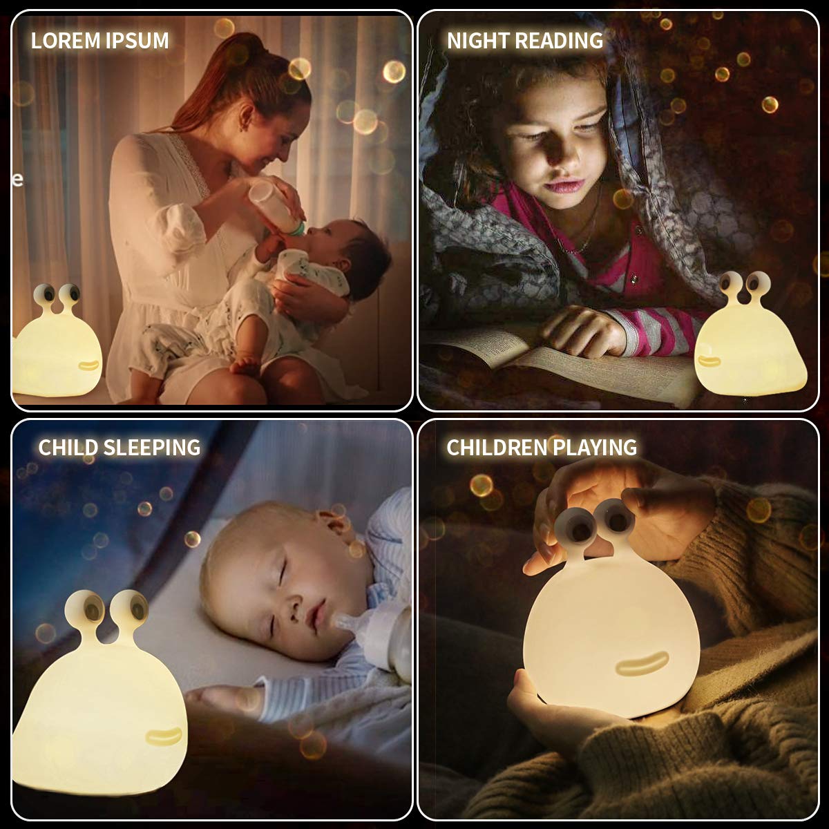 MUID Original Authentic Slug Night Light with Touch Sensor for Bedroom, Nursery Squishy Silicone Soft Night Light for Breastfeeding, Cute Animal Bedside Lamp for Baby Kids Teens