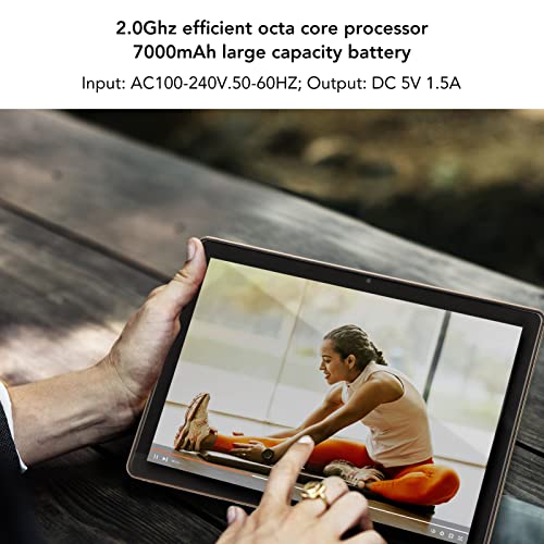 PUSOKEI 10.1in Tablet for Android 11,6GB RAM 128GB ROM 4G Call 5G Dual Band WiFi IPS HD Screen Tablet,7000mAh Battery Tablet PC with Leather Shell for Kid & Adults(us)