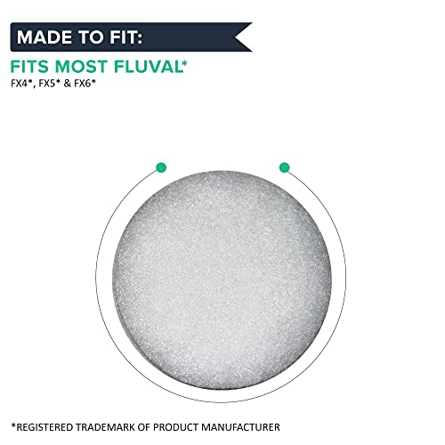 Think Crucial Replacement Aquarium Water Polishing Filter Pads - Compatible with Fluval FX4, FX5 & FX6 (12 Pack)