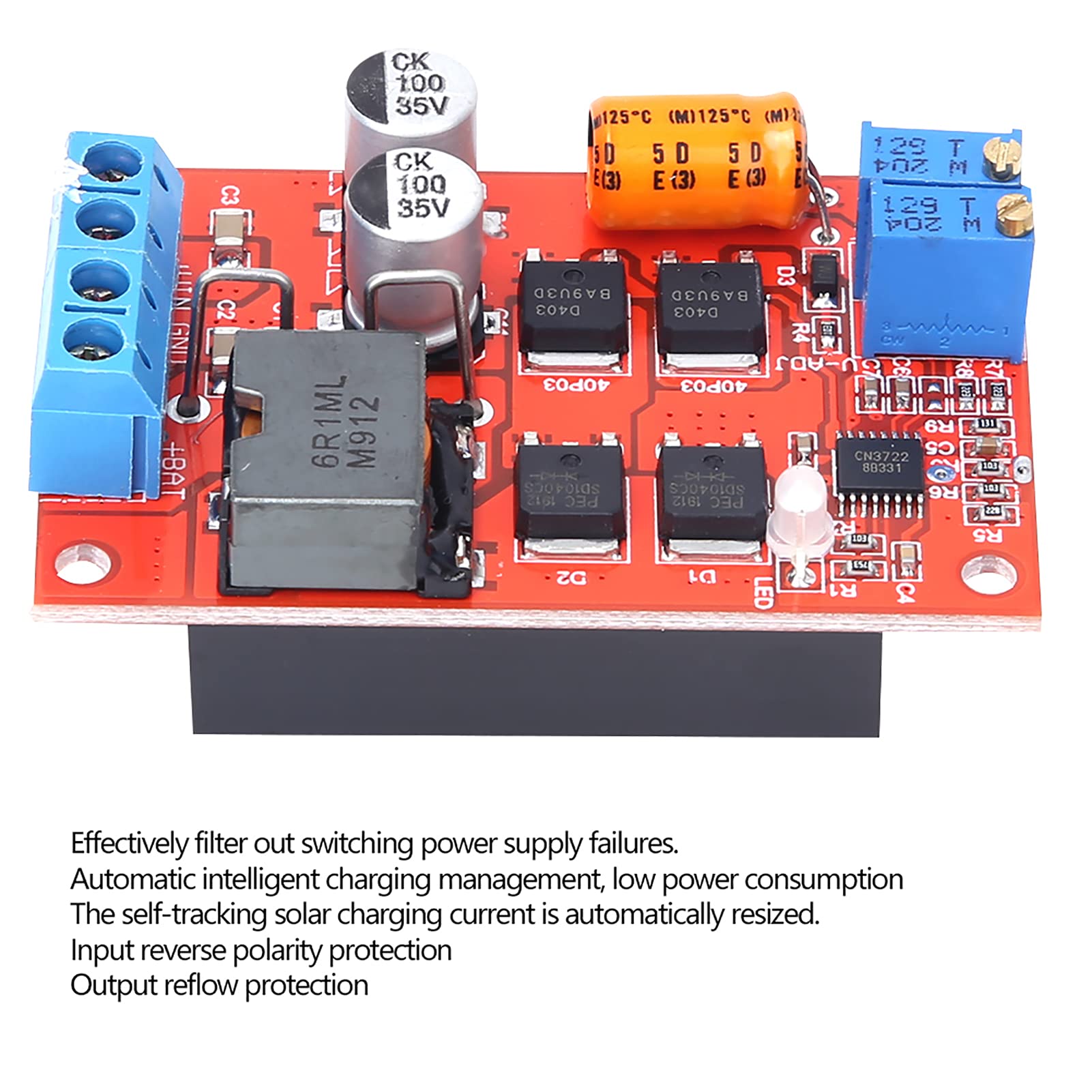 MPPT Solar Panel Regulator Module Charging Controller Boost Converter Module with Automatic Intelligent Three Stage Charging Mode 5A