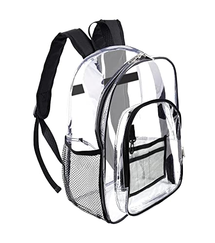 Winterlace 12 Pack 16" Clear Backpack Transparent Heavy Duty Water Resistant PVC for Sports, Stadiums, Festivals, Concerts (3 Assorted Styles)