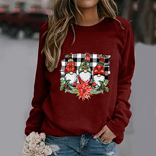 Sweatshirt For Women Plus Size Crewneck Loose Shirts Long Sleeve Sweatshirts Tunic Tops for Leggings Fall Sweatshirt Wine