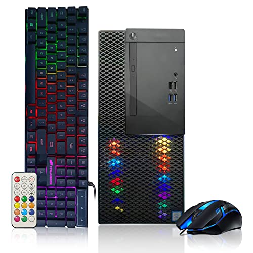 RGB Gaming Desktop PC, Intel Quad I5 up to 3.6GHz, 16GB RAM, Radeon RX 550 4G GDDR5, 512G SSD, WiFi & Bluetooth, RGB Keyboard & Mouse, Win 10 Pro (Renewed)
