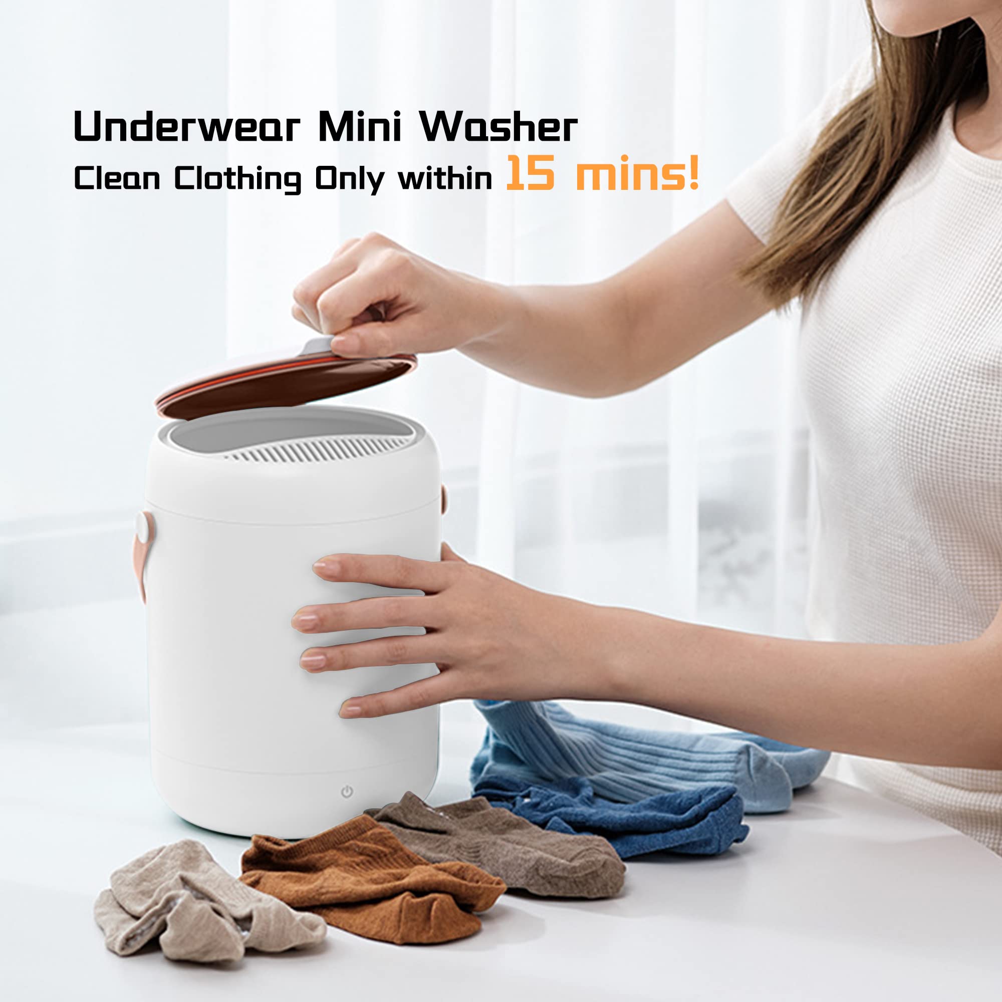 MEHIDFY Portable Washing Machine, 3L Ozone & Blue Light Deep Clean Portable Washer, Smart Timer Control Countertop Washing Machine, Mini Washing Machine for Underwear, Socks, Baby Clothes (White)