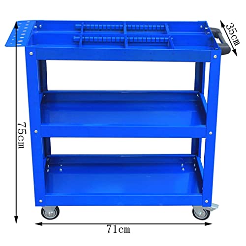 Tool Trolley Cart 3-Tier Multifunction Barrier Organizer Service Parts Car, Bearing 100KG, 710x350x750mm