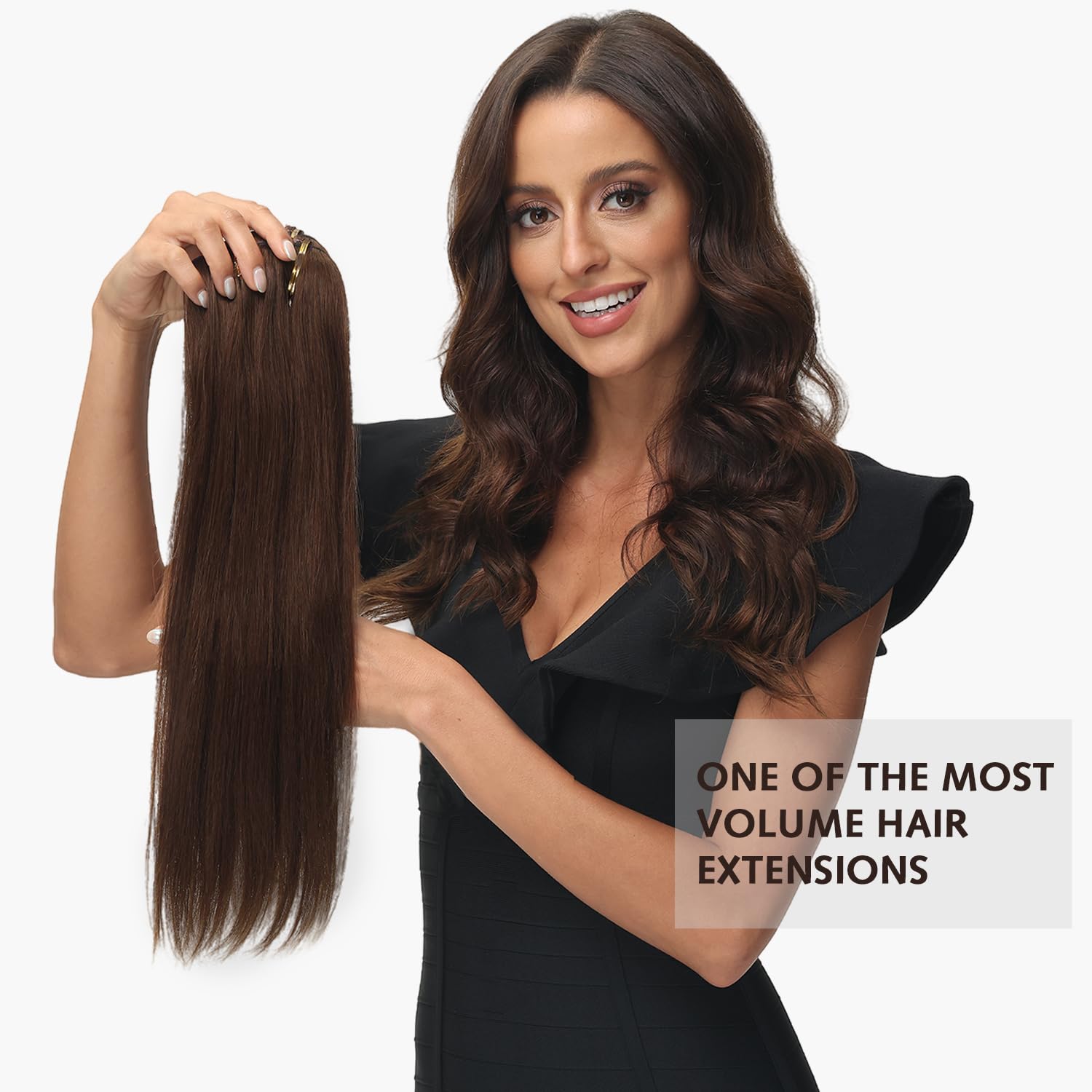 Rose bud Clip in Hair Extensions Real Human Hair 7Pcs 16Clips 10Inch 110g Natural Thick Hair Extensions Human Hair #4 Medium Brown
