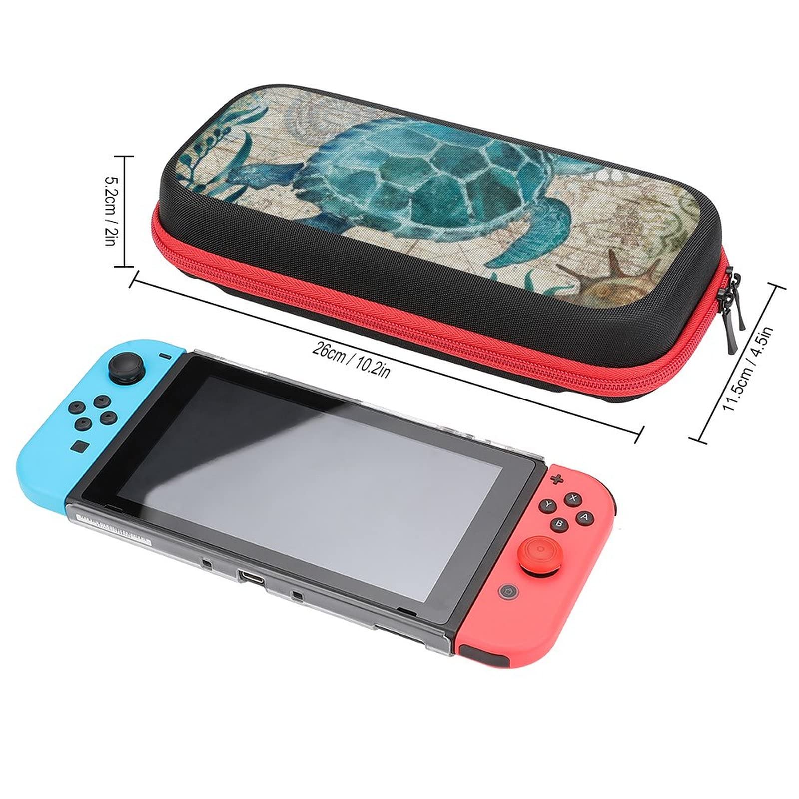 Sea Turtle Switch Carrying Case Protective Hard Shell Portable Travel Pouch with 20 Game Cartridge