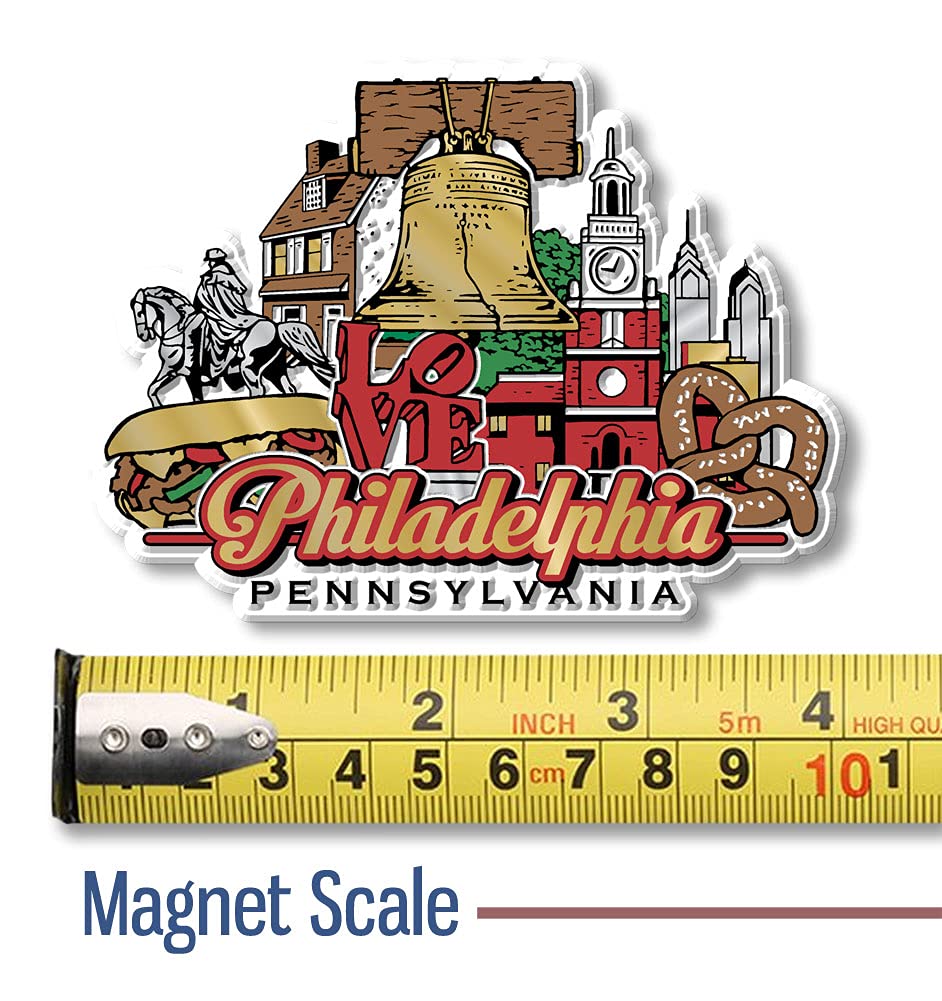 Philadelphia City Magnet by Classic Magnets, Collectible Souvenirs Made in The USA, 3.9" x 2.9"