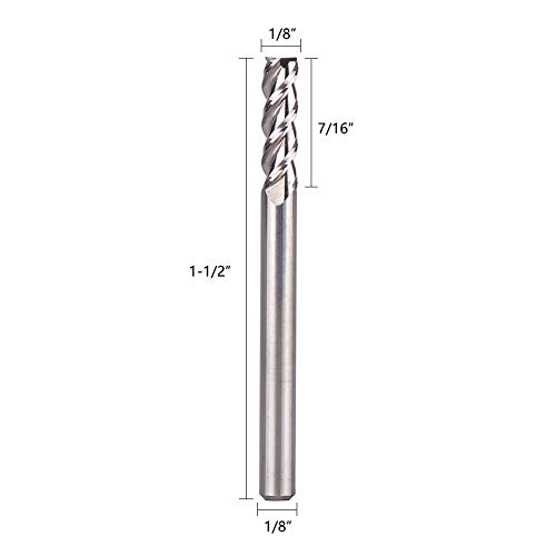 SpeTool 1/8 End Mills for Aluminum 3 Flutes CNC Spiral Router Bits for Aluminum Cut Non-Ferrous Metal Upcut 1.5 inches Long 5 Pieces