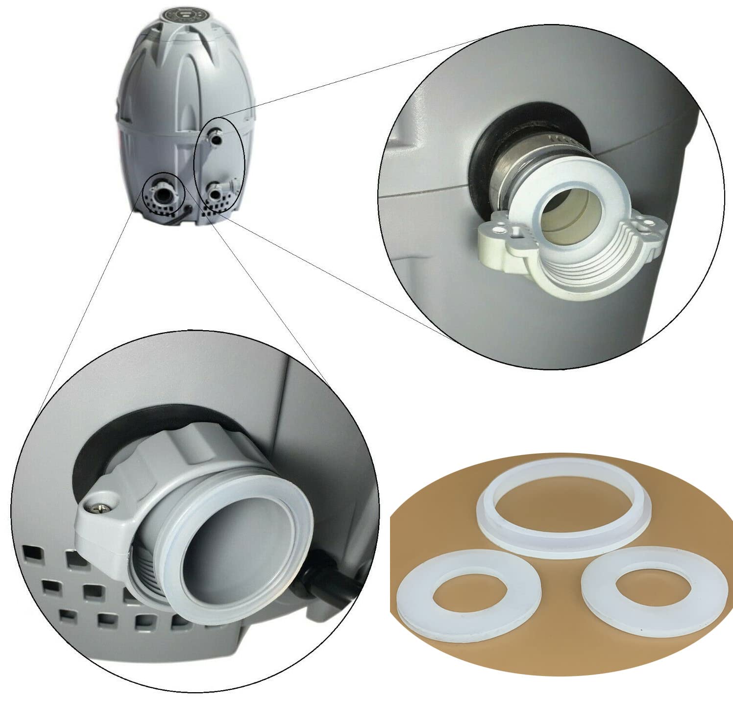RTPOWER Fits Coleman, Lay-Z-spa ,A and B/C Connector Seals Gaskets(1 A + 2 B/C)