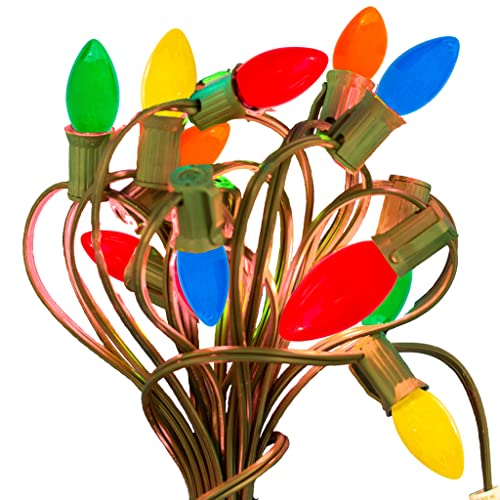 Multi-Color Christmas Lights Solid Color Ceramic Flashing Twinkle Bulbs C9 E17 Indoor Outdoor