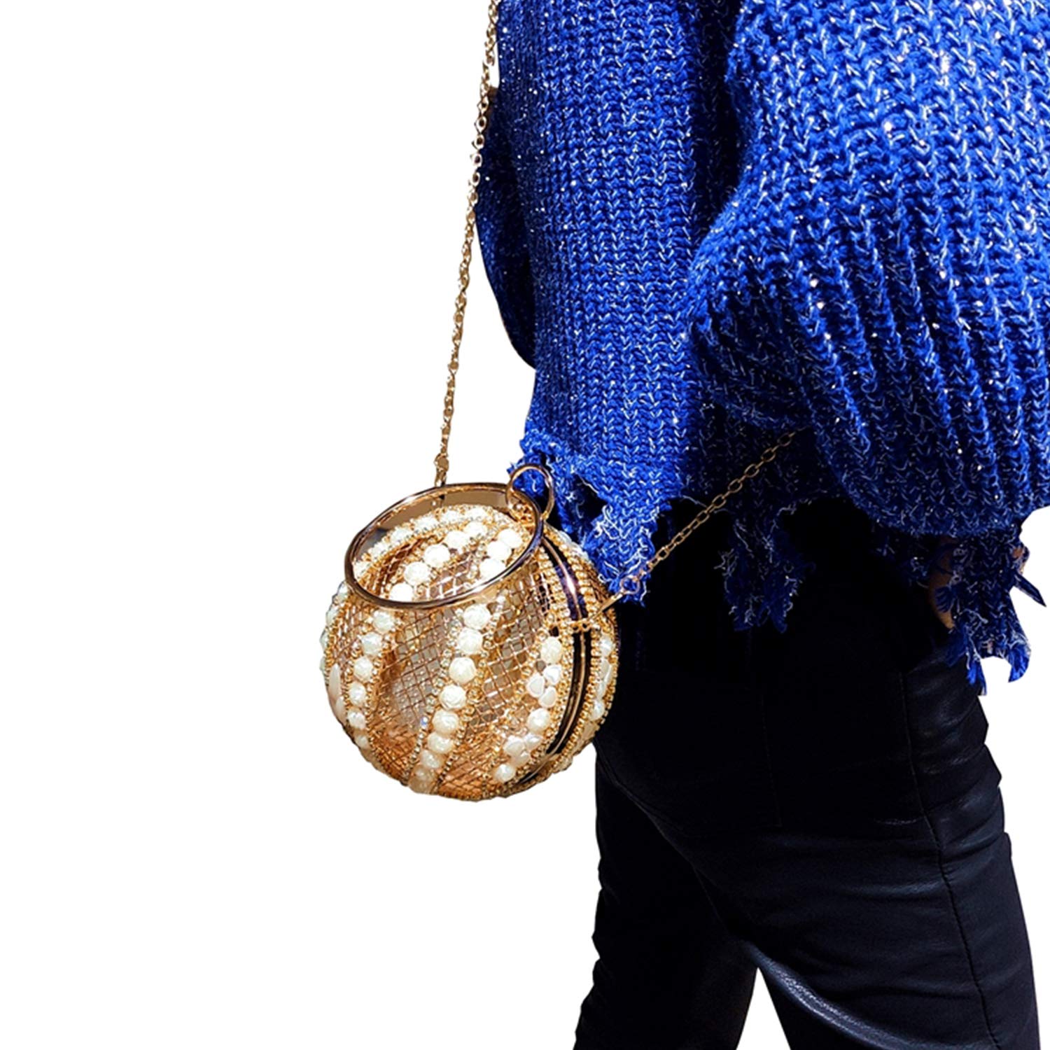 Lanpet Women Round Ball Crystal Evening Clutch Purse Tassel Wedding Party Handbags
