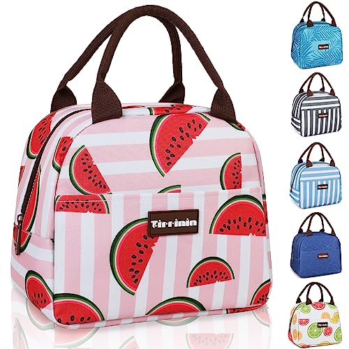 Tirrinia Lunch Bags for Women Men, Cute Insulated Lunch Tote Bag for Women, Fashionable Lunch Box for Adult, Reusable Large Cooler Lunch Bag for Working/Picnic - Pink Melon