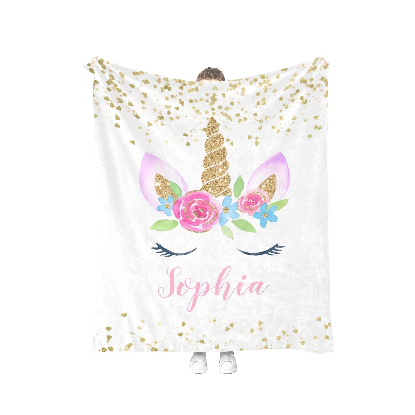 Seamaid Custom Unicorn Baby Blanket for Girls Customizable Baby Blanket with Name Personalized Baby Gifts Personalized Name Blanket Baby Girl Blanket - 30x40in