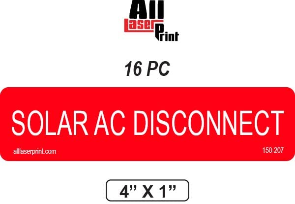 Photovoltaic Labels for PV Solar System_"Solar AC Disconnect" _4" x 1" _Pack of 16_150-207
