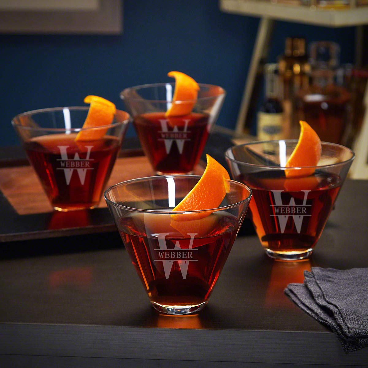 Personalized Stemless Martini Glasses, Set of 4 (Custom Product)