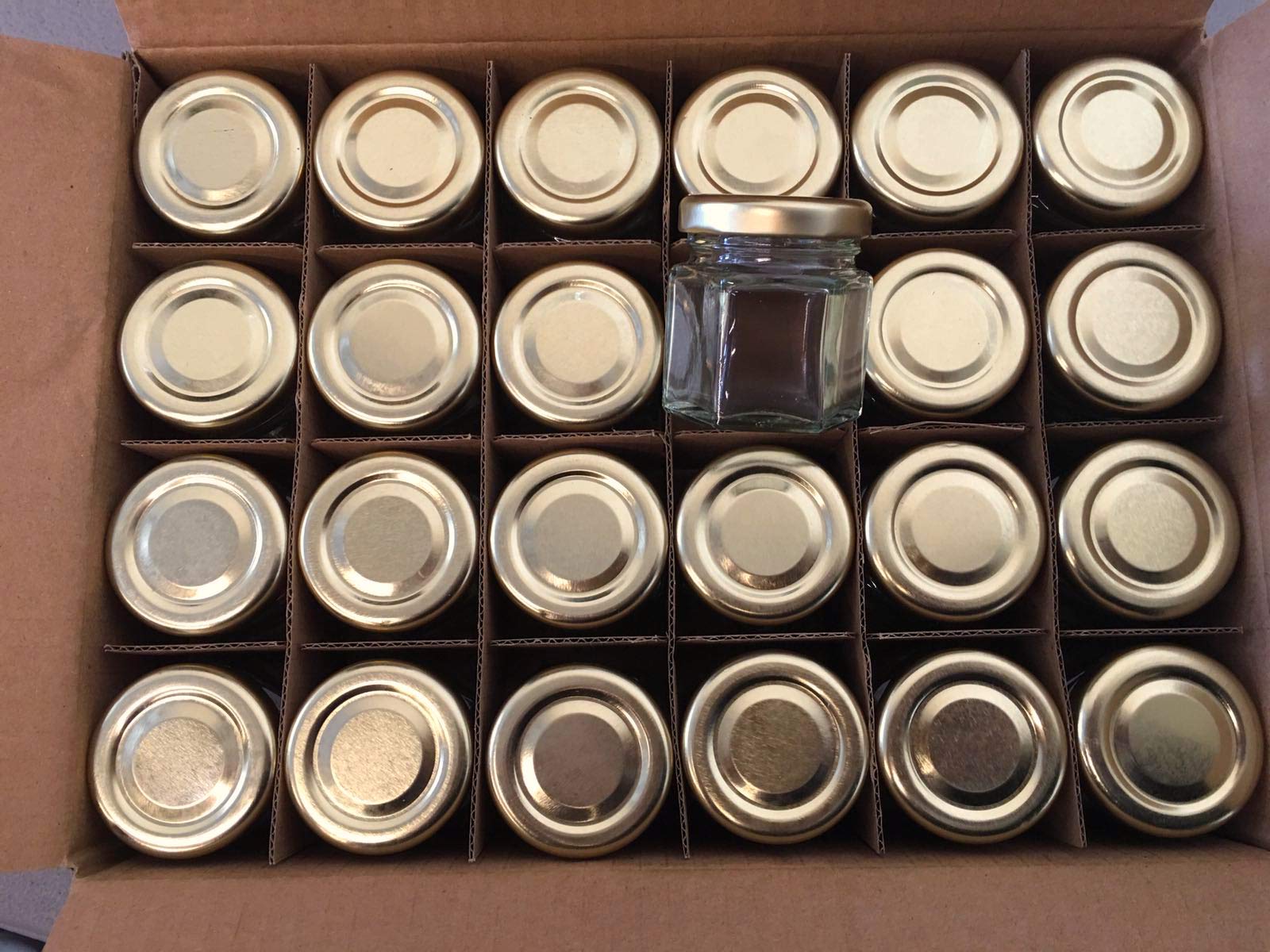 nicebottles Hexagon Glass Jars, Mini Hex Jars 1.5 Oz - Case of 24