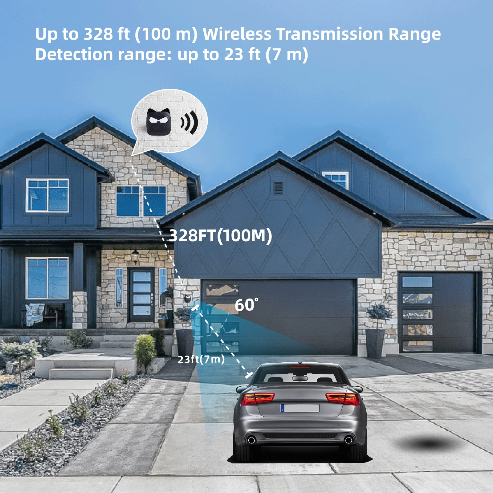 Seanme Driveway Alarm Wireless Outside Weatherproof, 328 ft Long Range Wireless Outdoor Driveway Sensor Alert, 1 Alarm and 2 Waterproof IP65 PIR Motion Detector